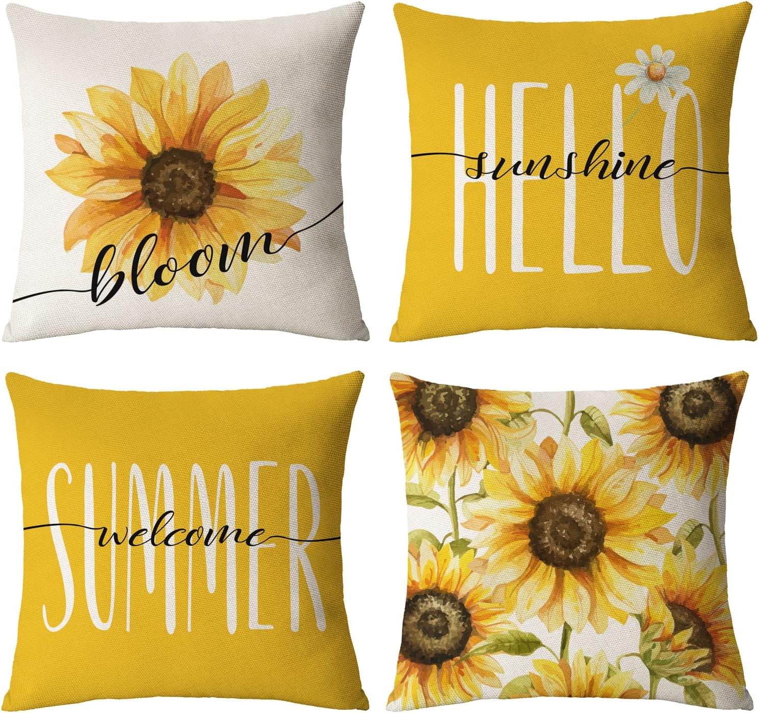 Hello Spring Pillow Covers 20x20 Set of 4 Floral Throw Pillow Covers ...
