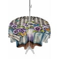 Hello Spring Round Outdoor Tablecloth with Umbrella Hole Farm Purple ...
