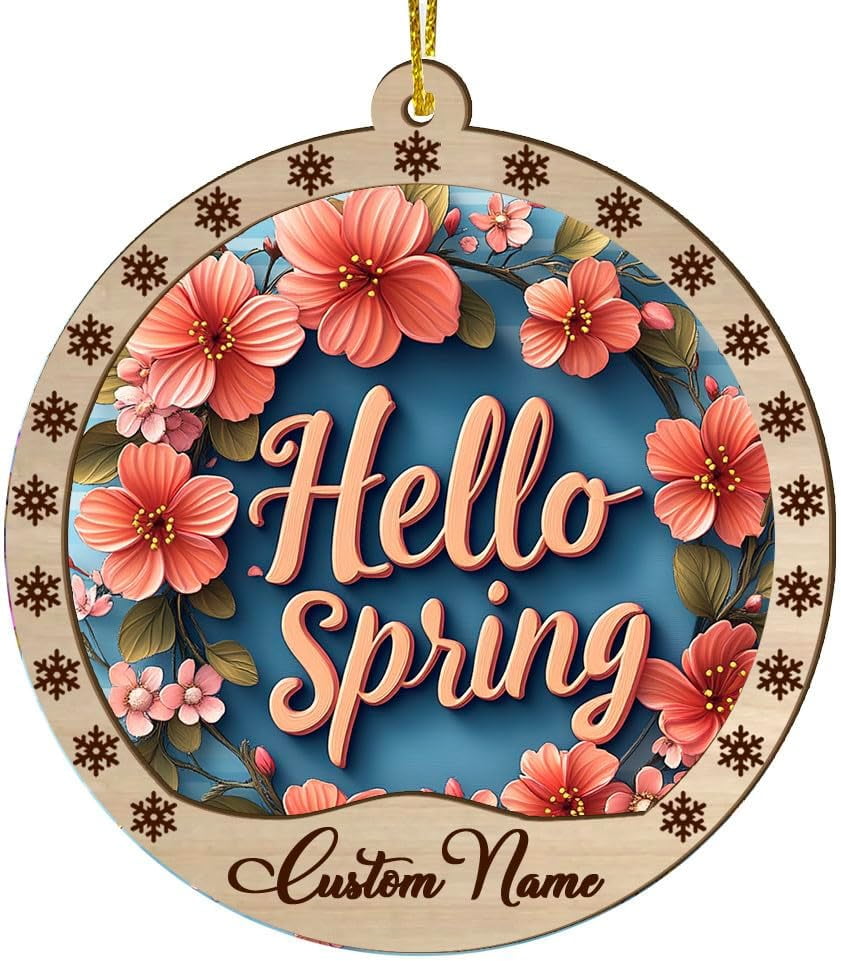 Hello Spring Stained Glass Style Wall or Window Hanging, Colorful ...