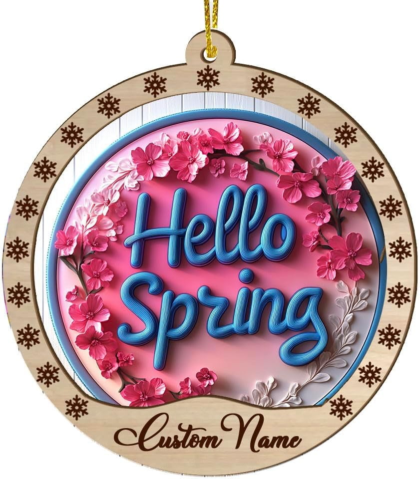 Hello Spring Stained Glass Style Wall or Window Hanging, Colorful Suncatchers 6 inch Colorful ...