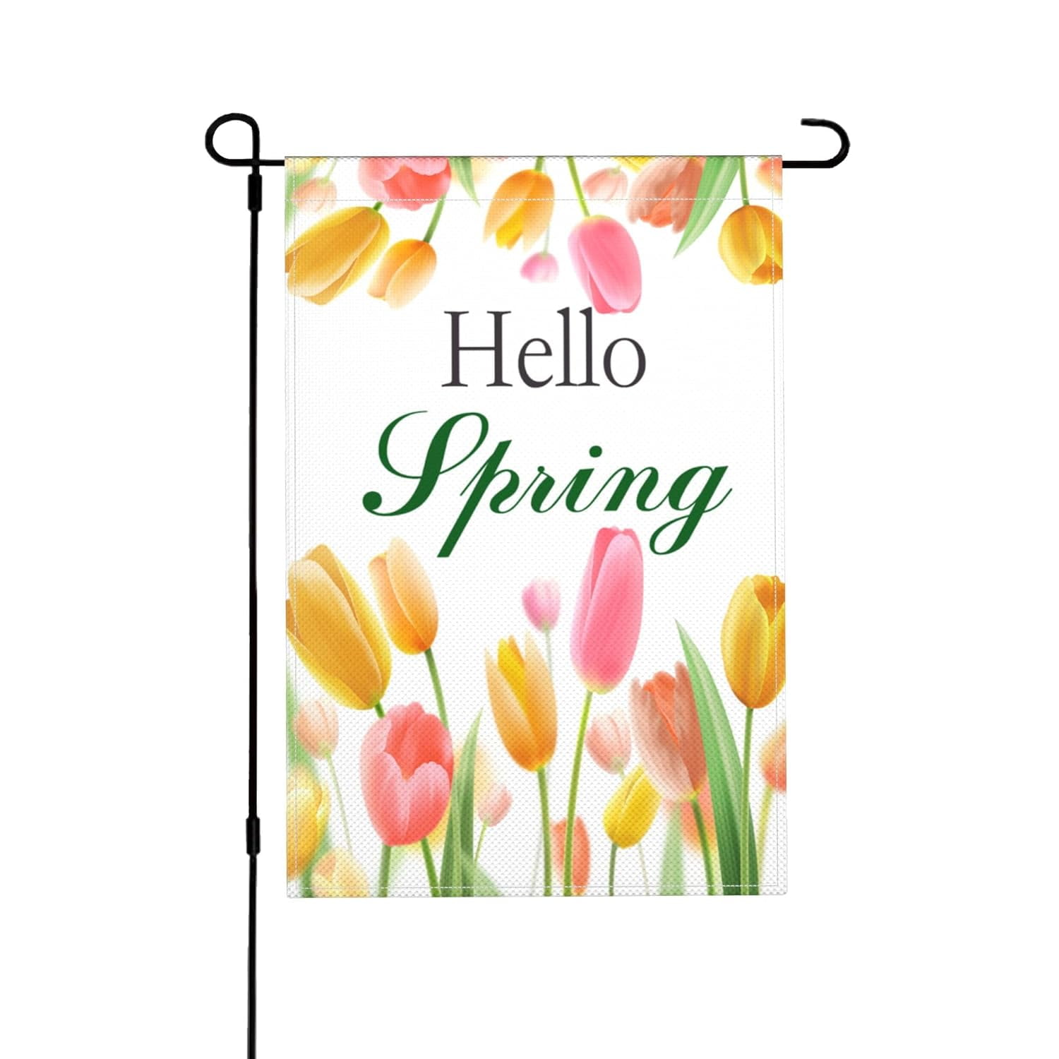 Hello Spring Tulip Floral Garden Flag Double Sided Outside,Flower ...