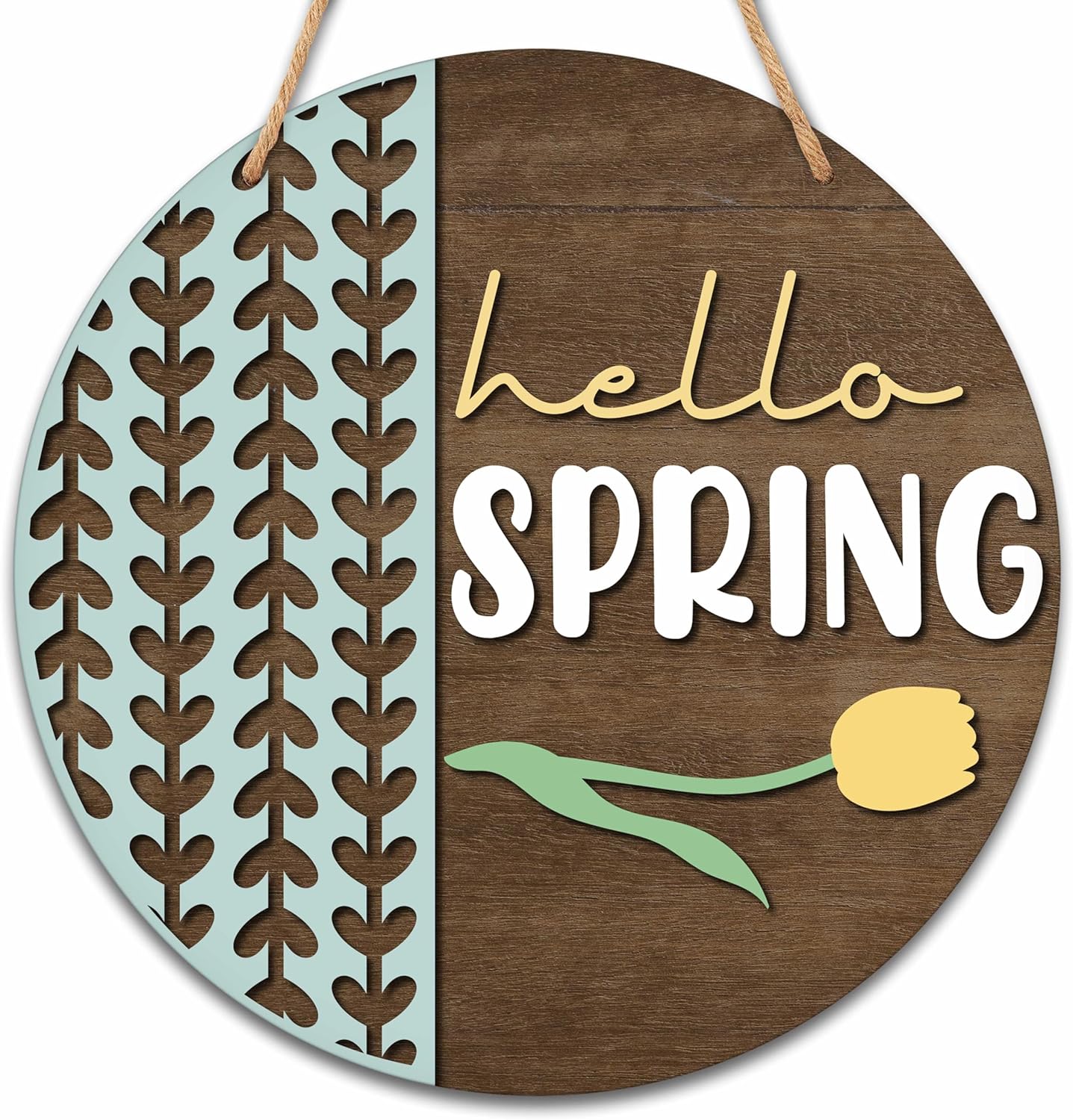 Hello Spring Welcome Sign for Front Door Decor, Floral Wooden Hanging ...