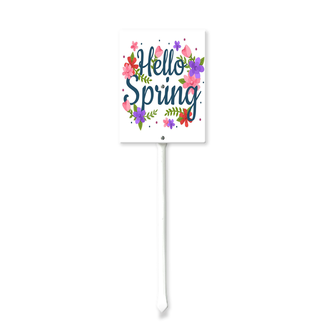 Hello Spring Yard Sign With Stakes 8 X 12 Inch Aluminum Sign Aluminum ...