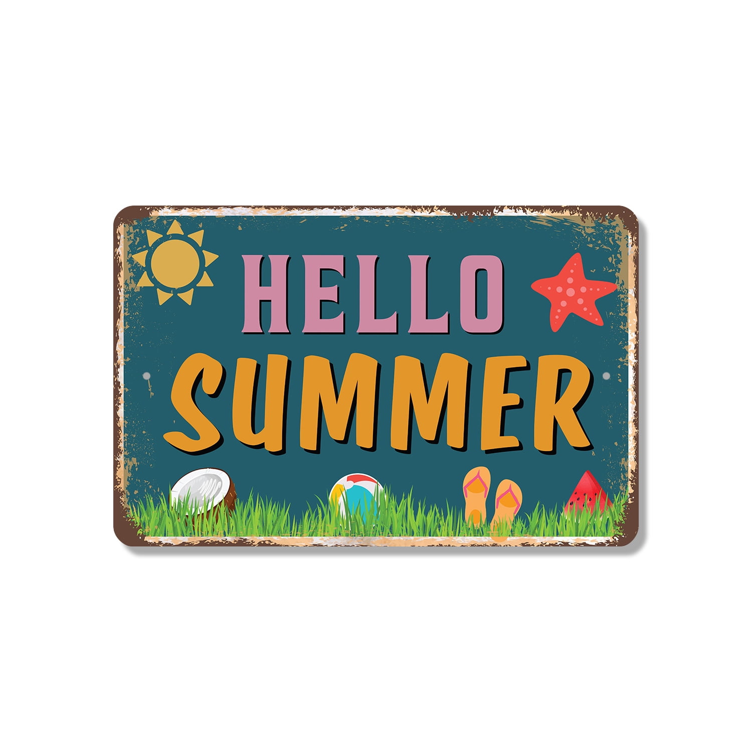 Hello Summer 13 Inch x 20 Inch Novelty Plastic Sign Sunshine State Of ...