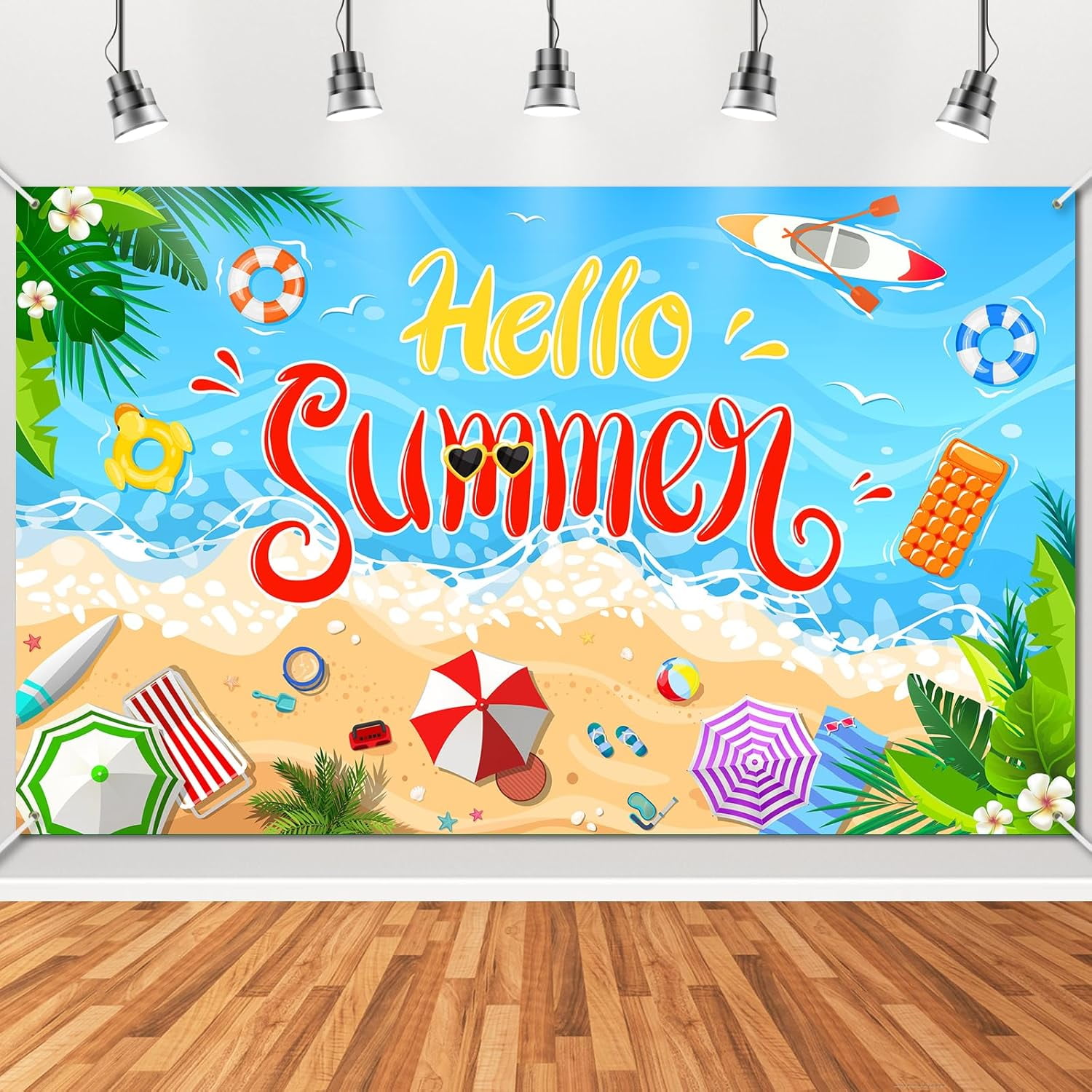 Hello Summer Backdrop Beach Party Background Surf Summer Party ...