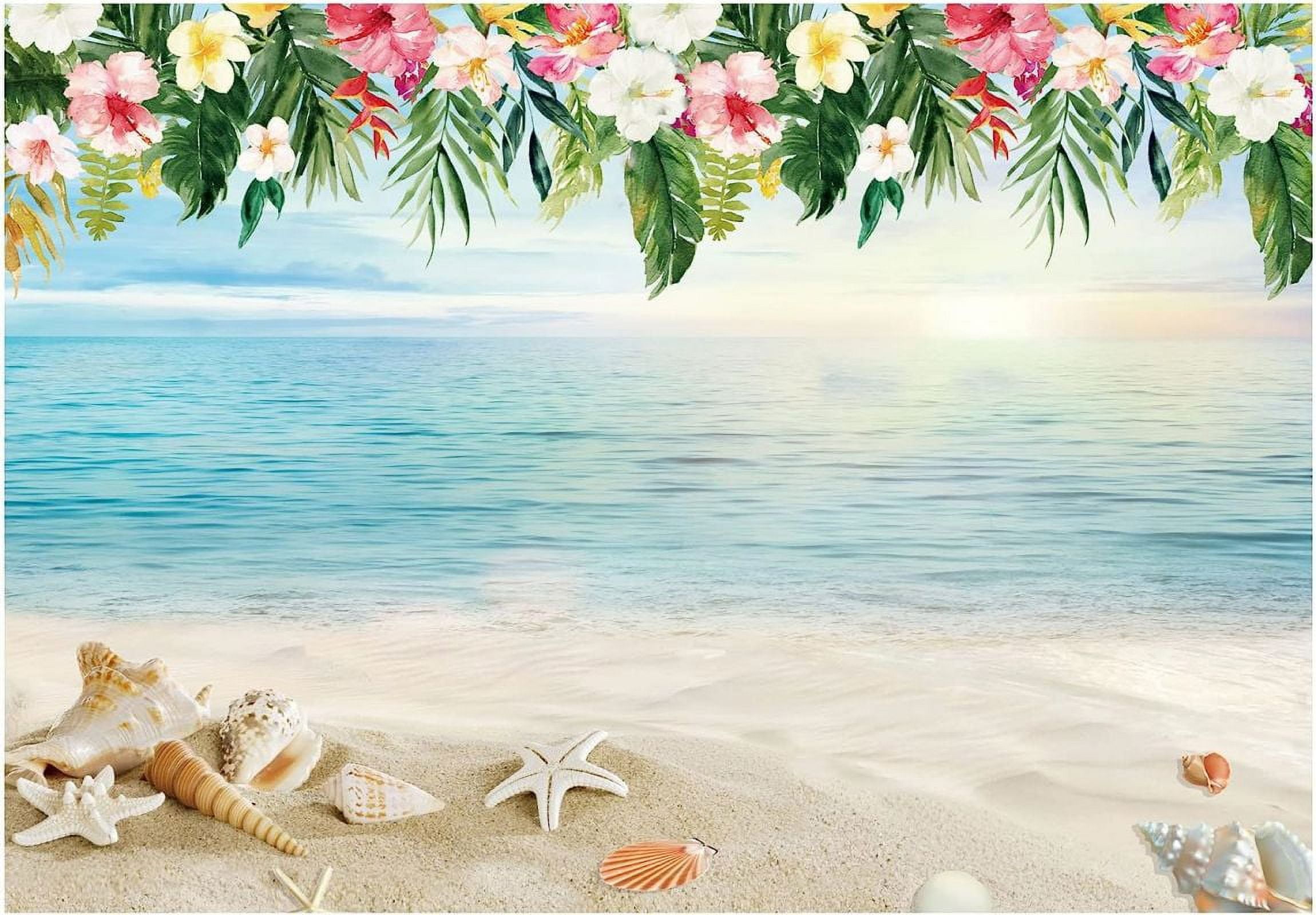 Hello Summer Backdrop Hawaii Theme Tropical Palm Tree Ocean Fruit ...