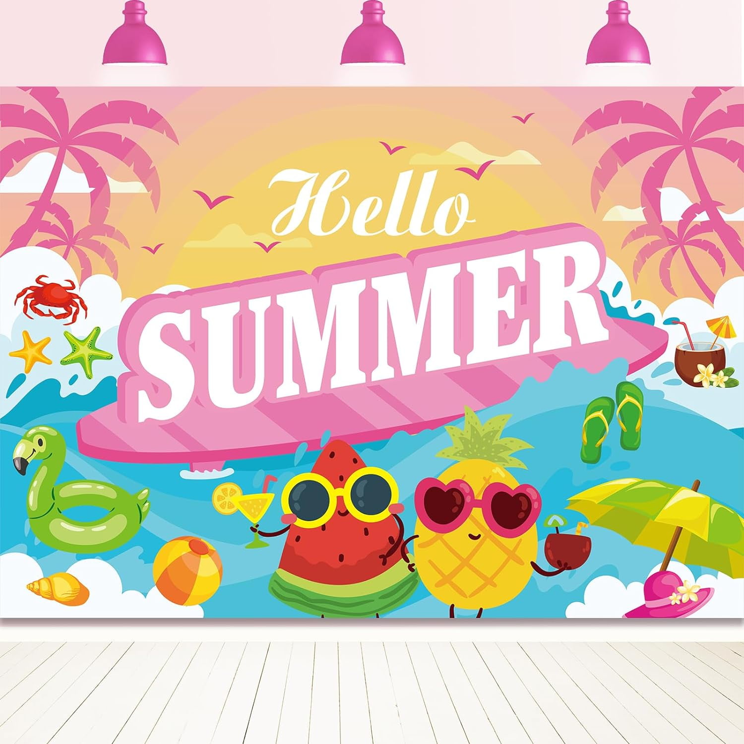 Hello Summer Backdrop,Hello Summer Banner Beach Backdrop Hawaiian Pool ...