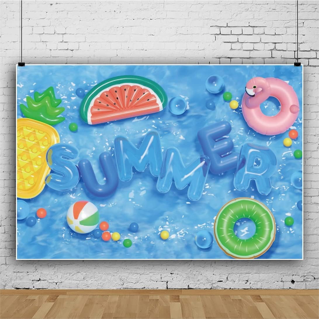 Hello Summer Backdrop Swim Ring Beach Ball Swimming Pool Background ...