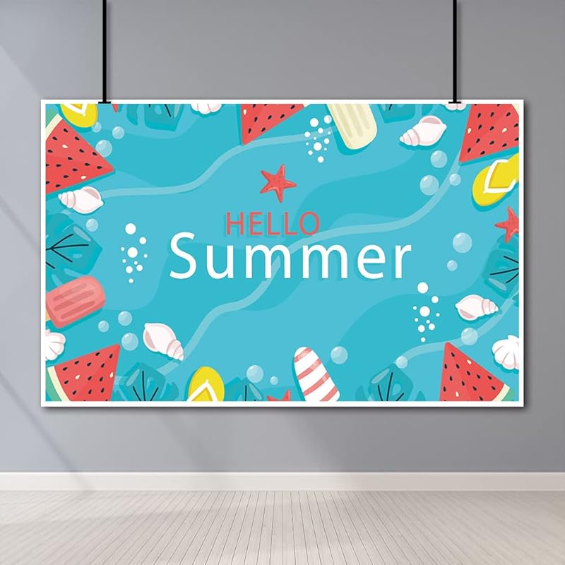 Hello Summer Backdrops Watermelon Conchs Decor Supplies Summer Theme ...