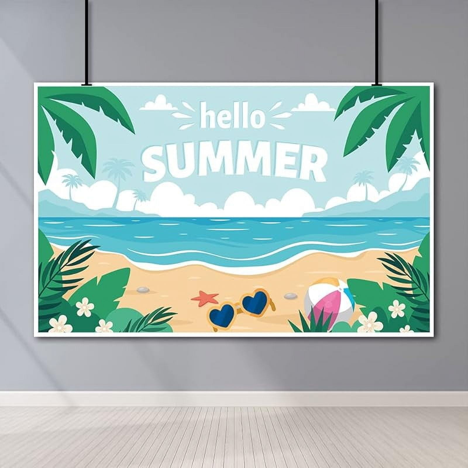 Hello Summer Backdrops Watermelon Conchs Decor Supplies Summer Theme ...