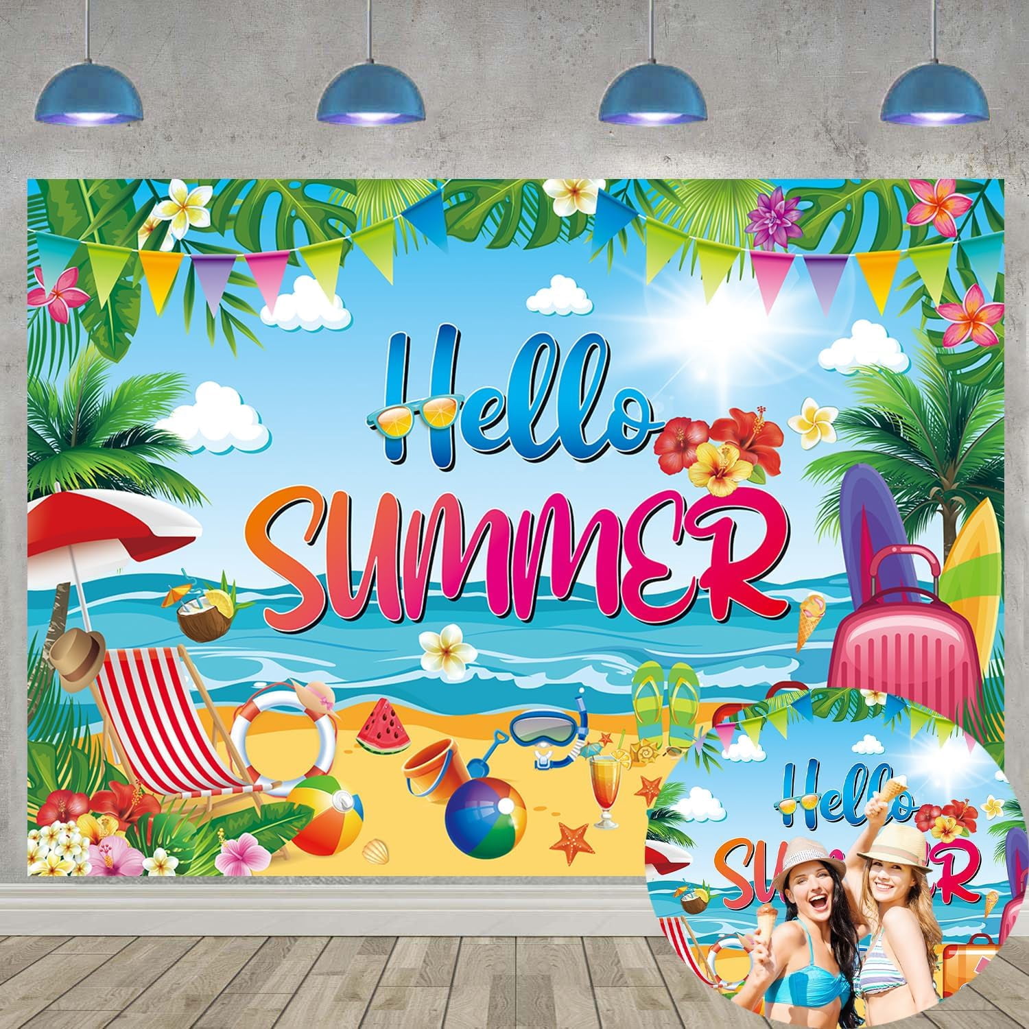 Hello Summer Banner Backdrop Tropical Hawaiian Beach Photography ...