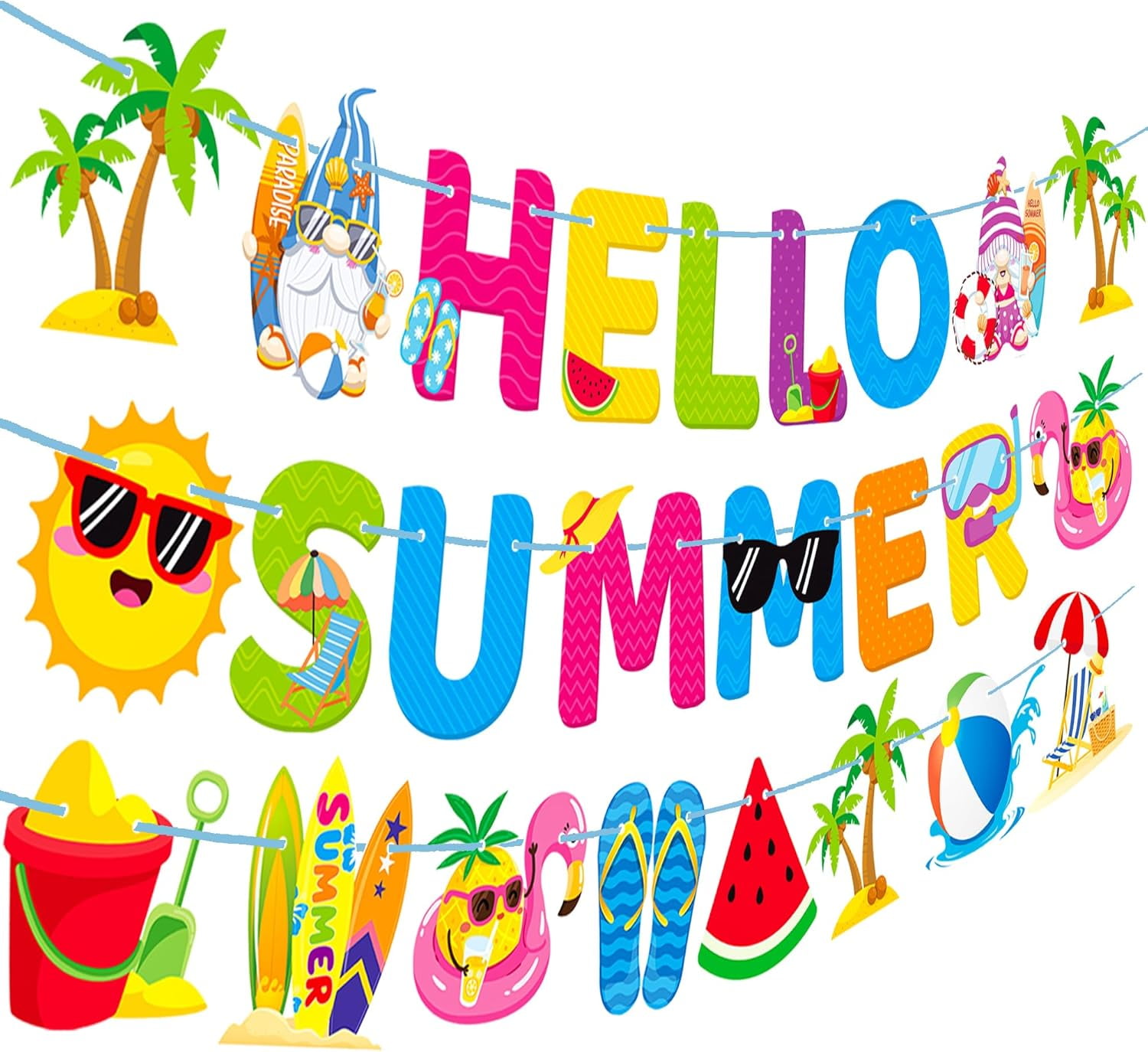 Hello Summer Banner Summer Party Decorations Beach Party Decoration ...
