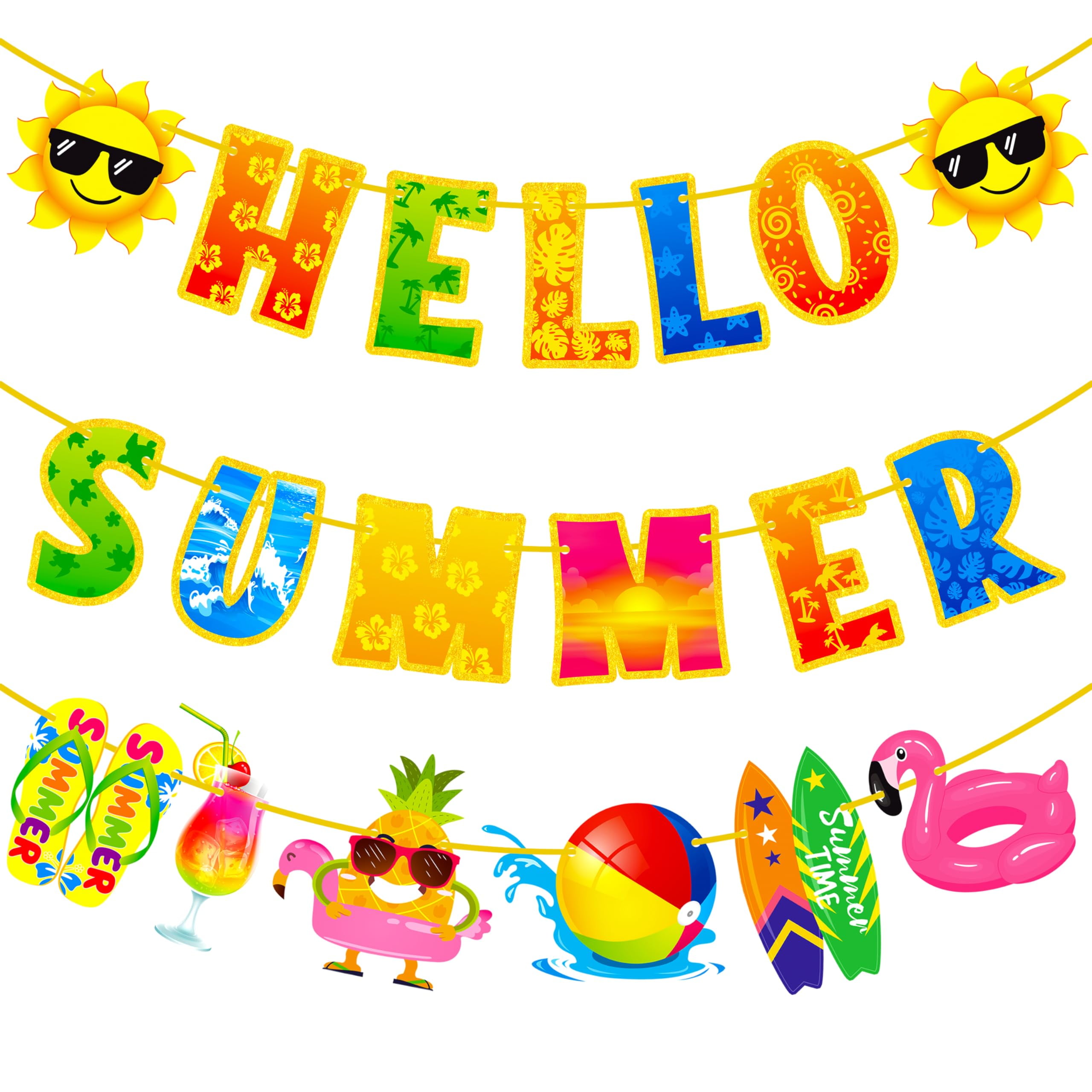 Hello Summer BannerTRDN Decorations Hello Summer Birthday Party ...