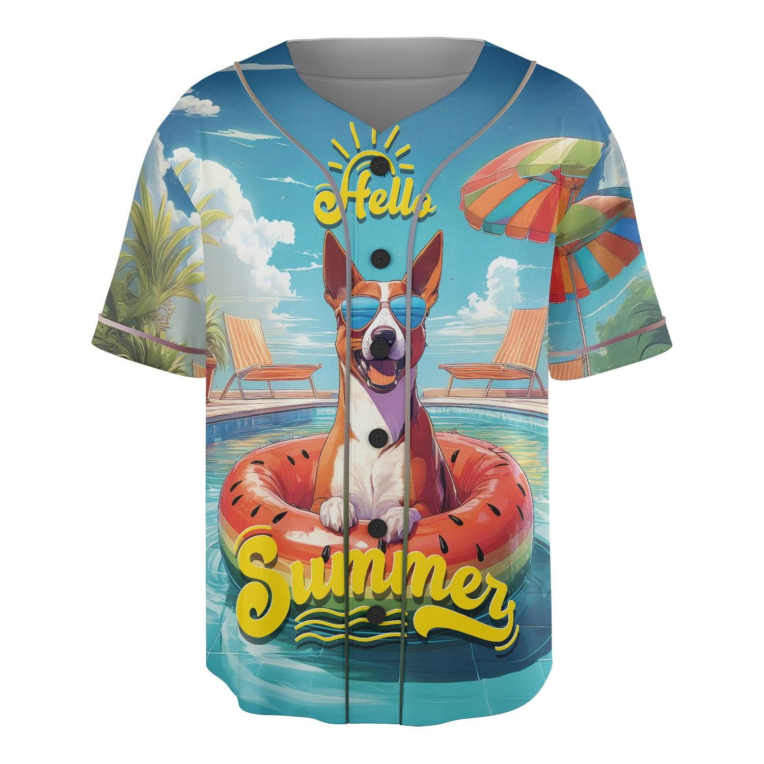 Hello Summer Basenji Pool Day on Watermelon Float All Over Print 3D ...