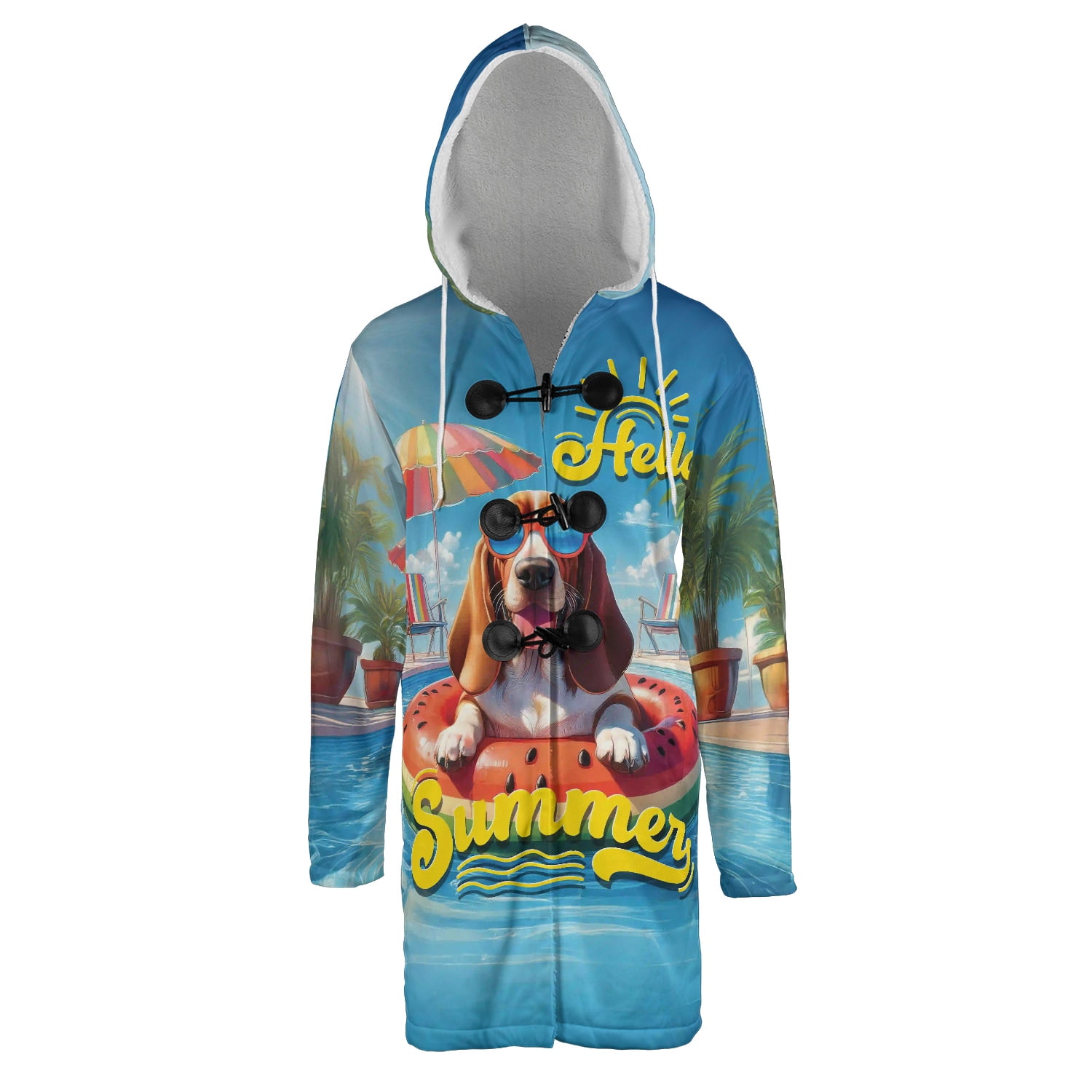 Hello Summer Basset Hound Pool Day on Watermelon Float All Over Print ...