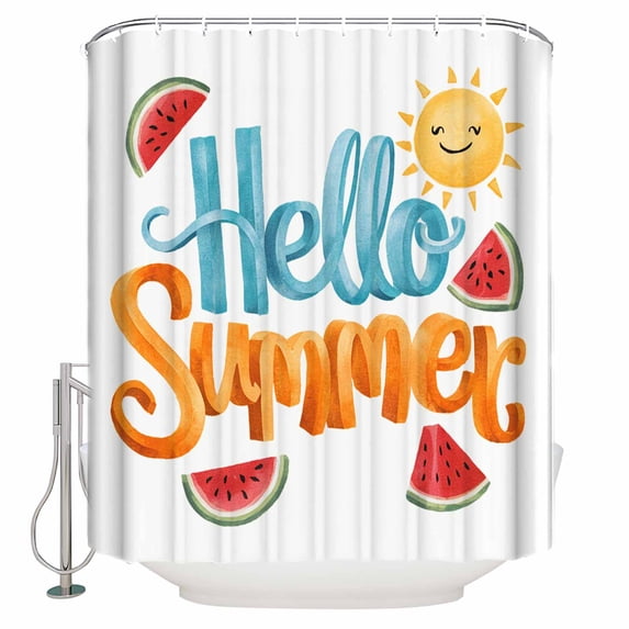 Hello Summer Bathroom Shower Curtains with 12 Hooks Polyester ...