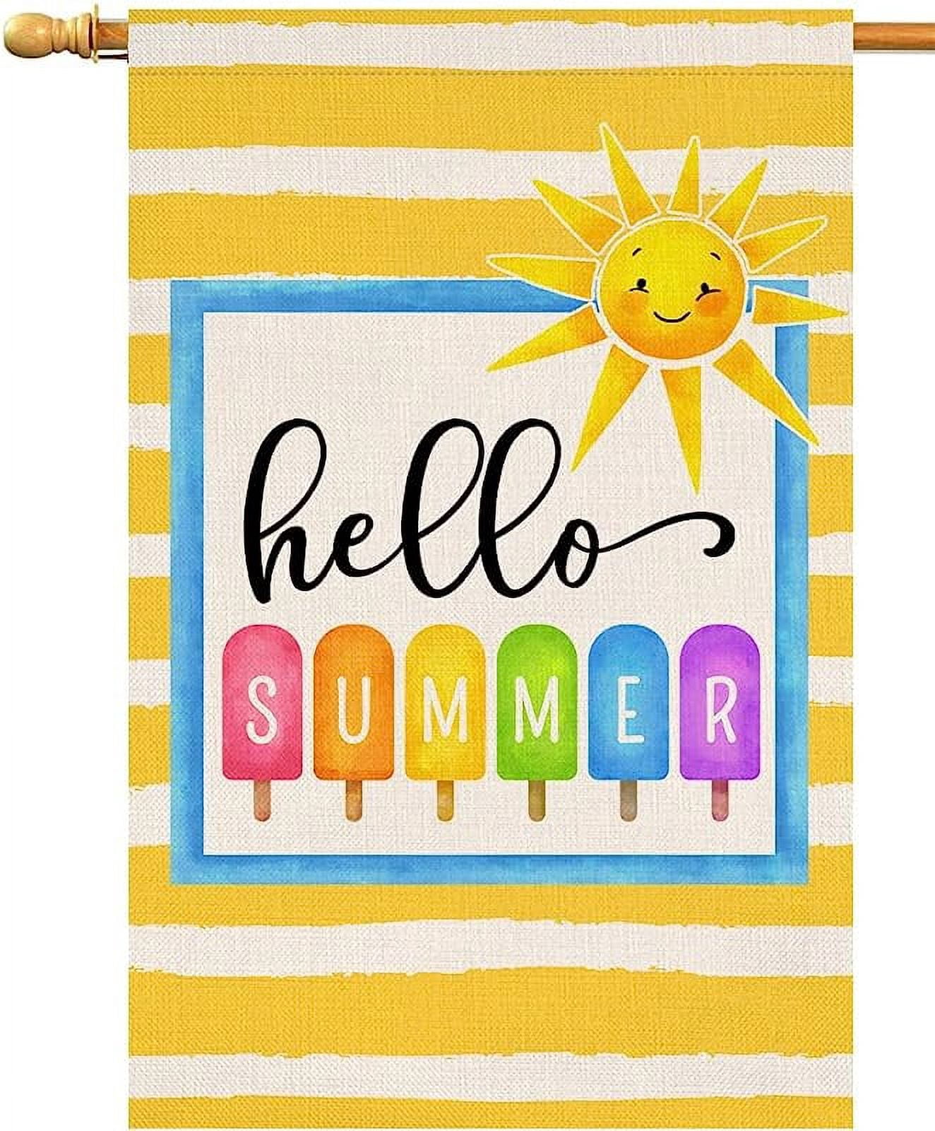 Hello Summer Beach Garden Flag 12x18 Vertical Double Sided Colorful ...