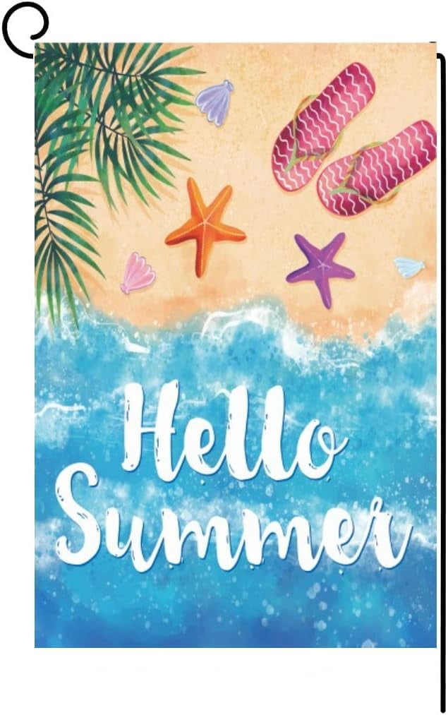 Hello Summer Beach Garden Flag Double Sided for Outside, Summer Holiday ...