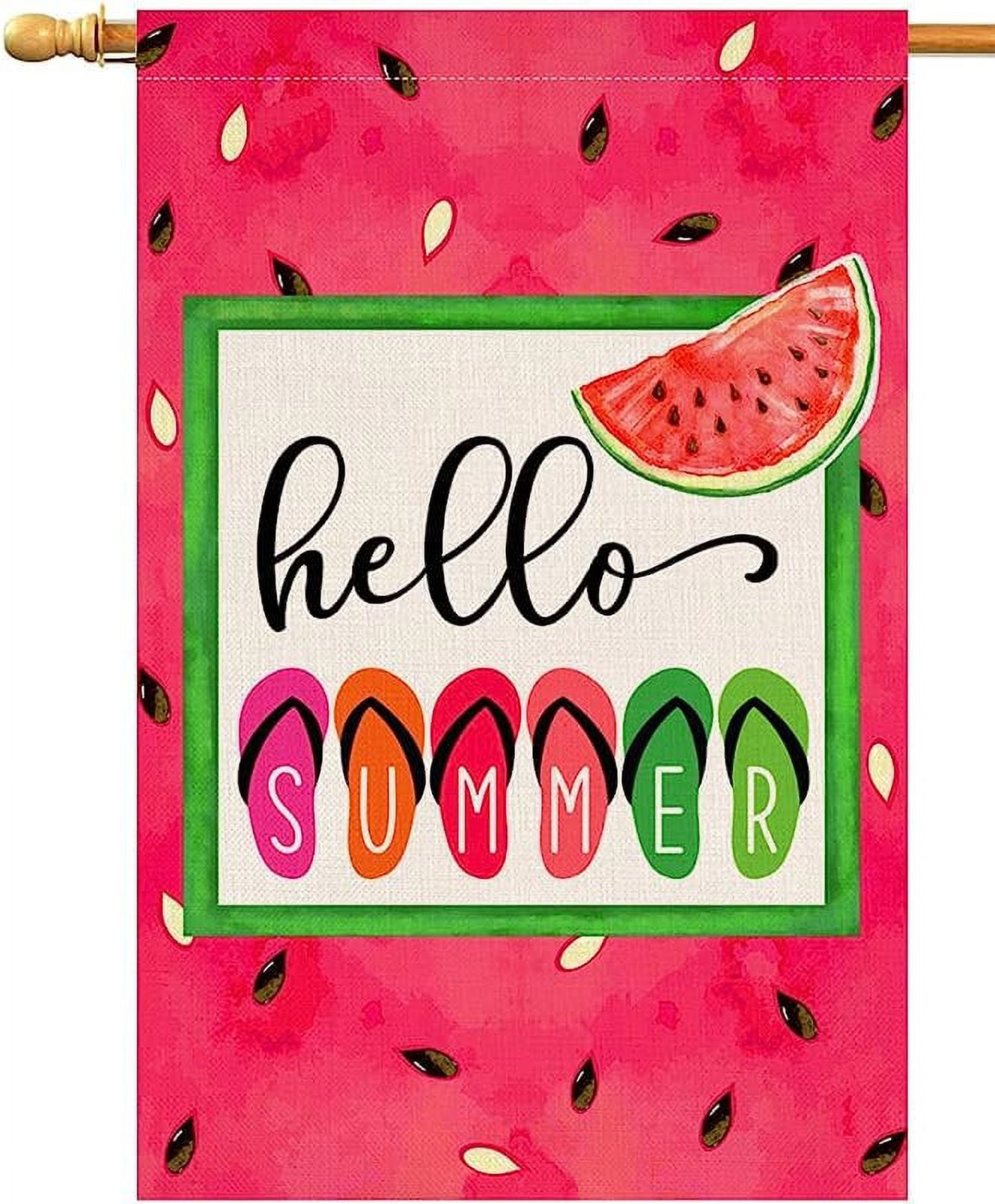 Hello Summer Beach House Flag 28 x 40 Vertical Double Sided Colorful ...