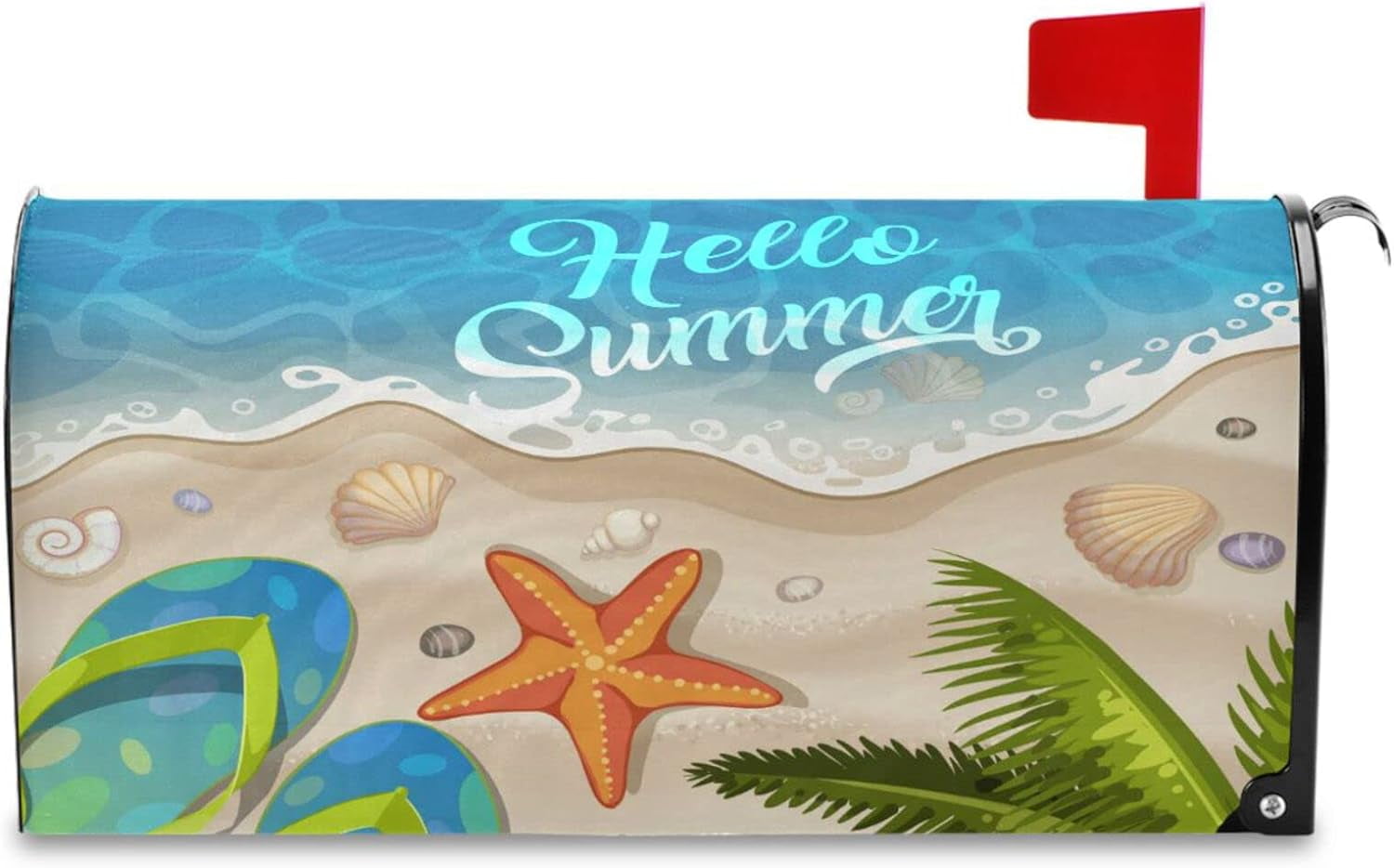 Hello Summer Beach Mailbox Cover Blue Ocean Sea Mailbox Covers Magnetic ...
