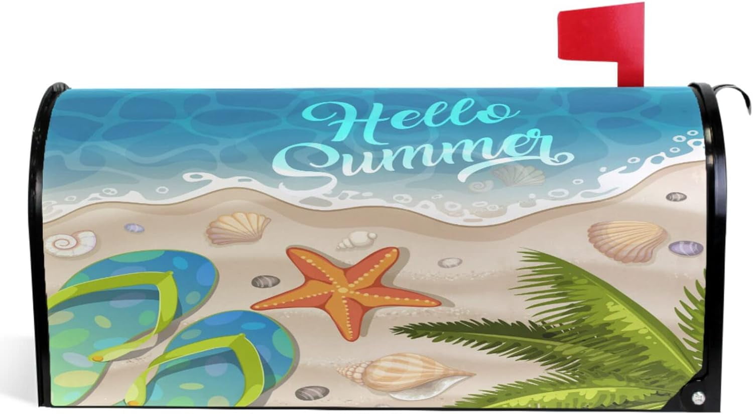 Hello Summer Beach Mailbox Covers Magnetic Blue Ocean Sea Mailbox ...
