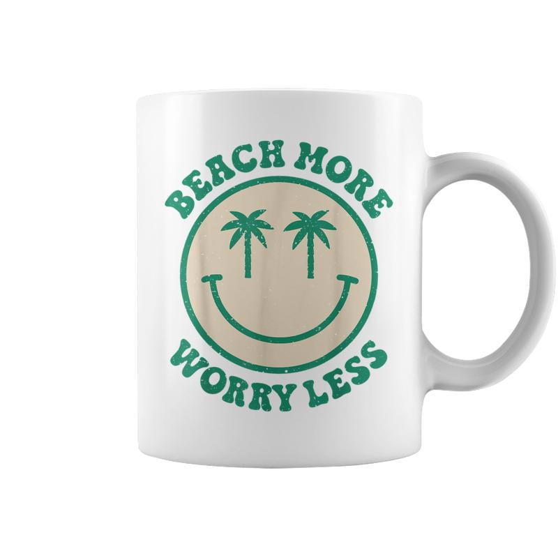 Hello Summer Beach More Worry Less Smile Face Meme Coffee Mu - Walmart.com