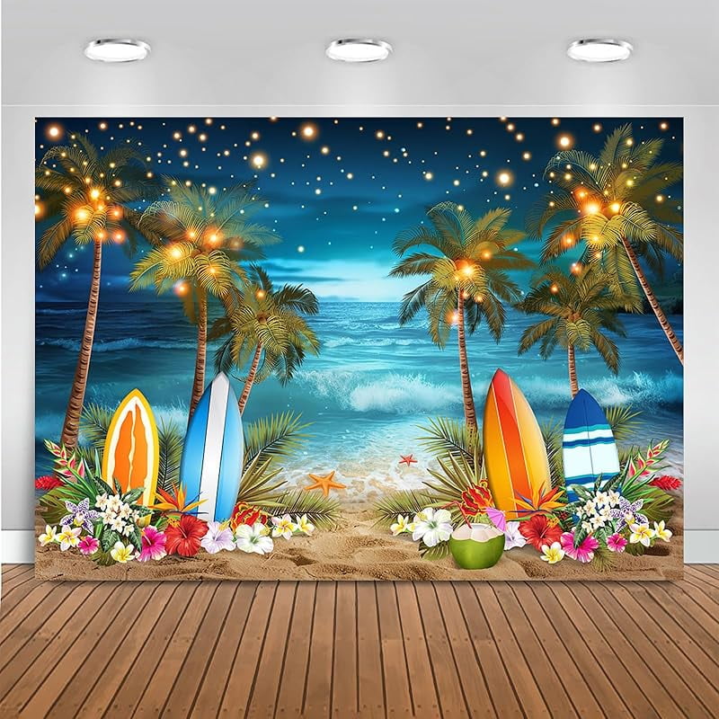 Hello Summer Beach Party Backdrop Tropical Seaside Island Party ...