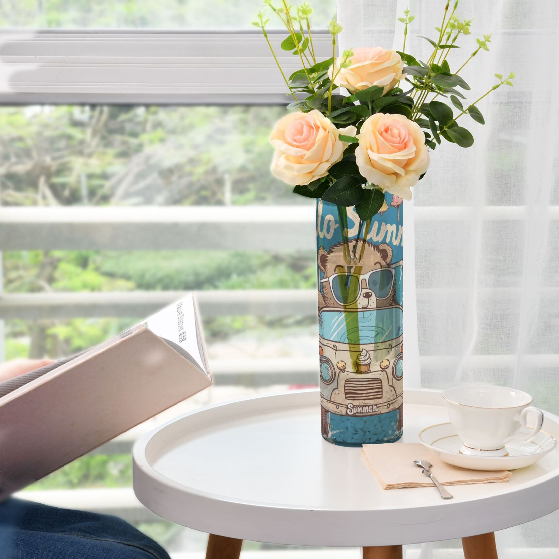 Hello Summer Bear Flower Vase 11.8x3.9 inch Vases Clear Non Breakable ...