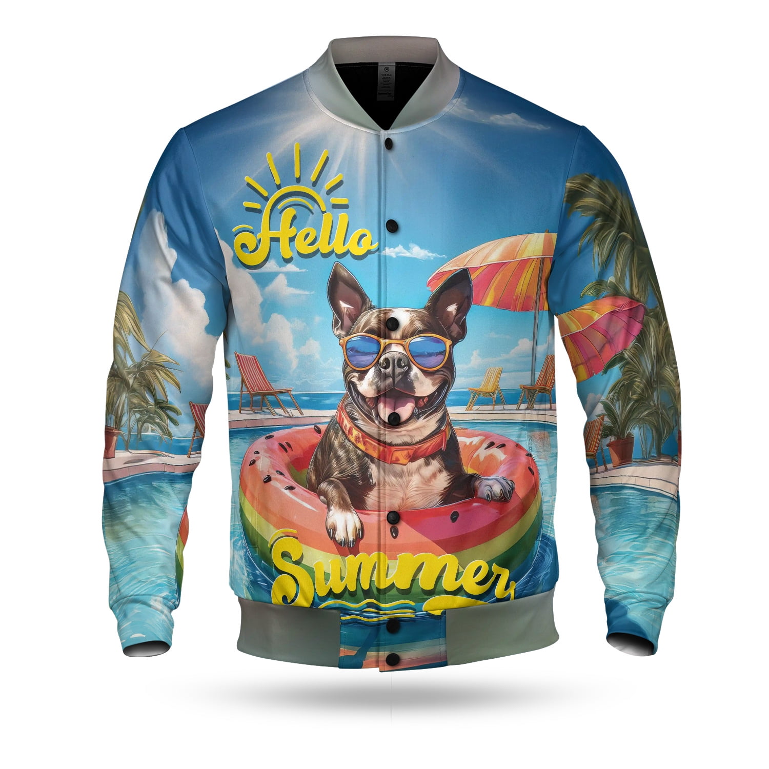 Hello Summer Boston Terrier Pool Day on Watermelon Float All Over Print ...