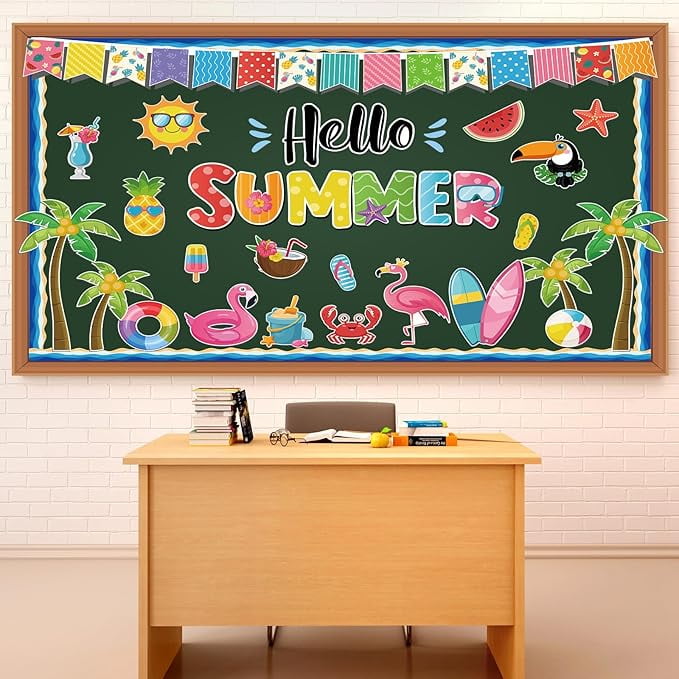 Hello Summer Bulletin Board Decorations Summer Beach Classroom Decor ...