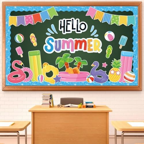 Hello Summer Bulletin Board Decorations Summer Pool Classroom Bulletin ...