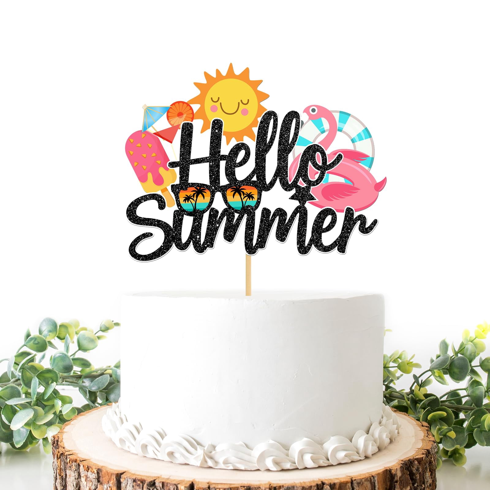 Hello Summer Cake Topper, Luau Summer ITL1 Pool Party Men Women Girl ...