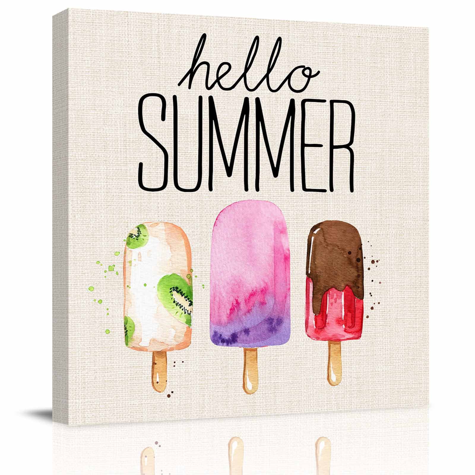 Hello Summer Canvas Print Wall Art Painting, Modern Wall Decor for ...