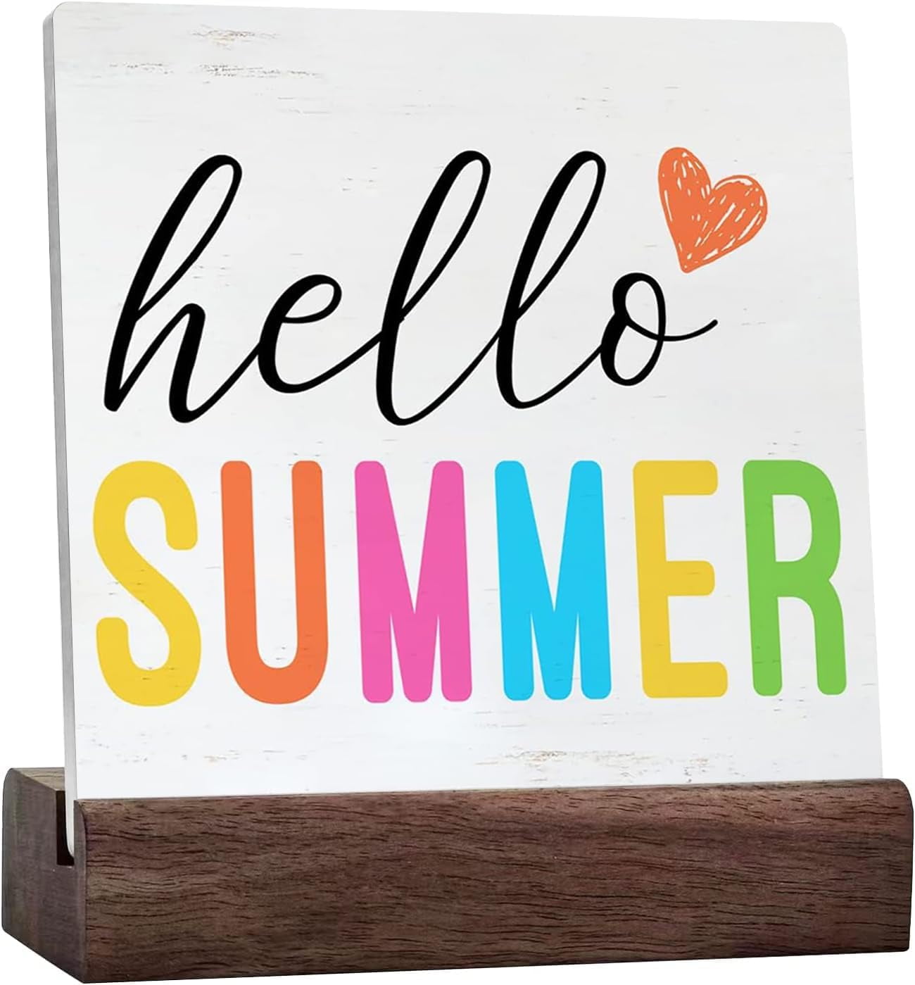 Hello Summer Ceramic Table Sign Colorful Summer Wood Block Tabletop ...