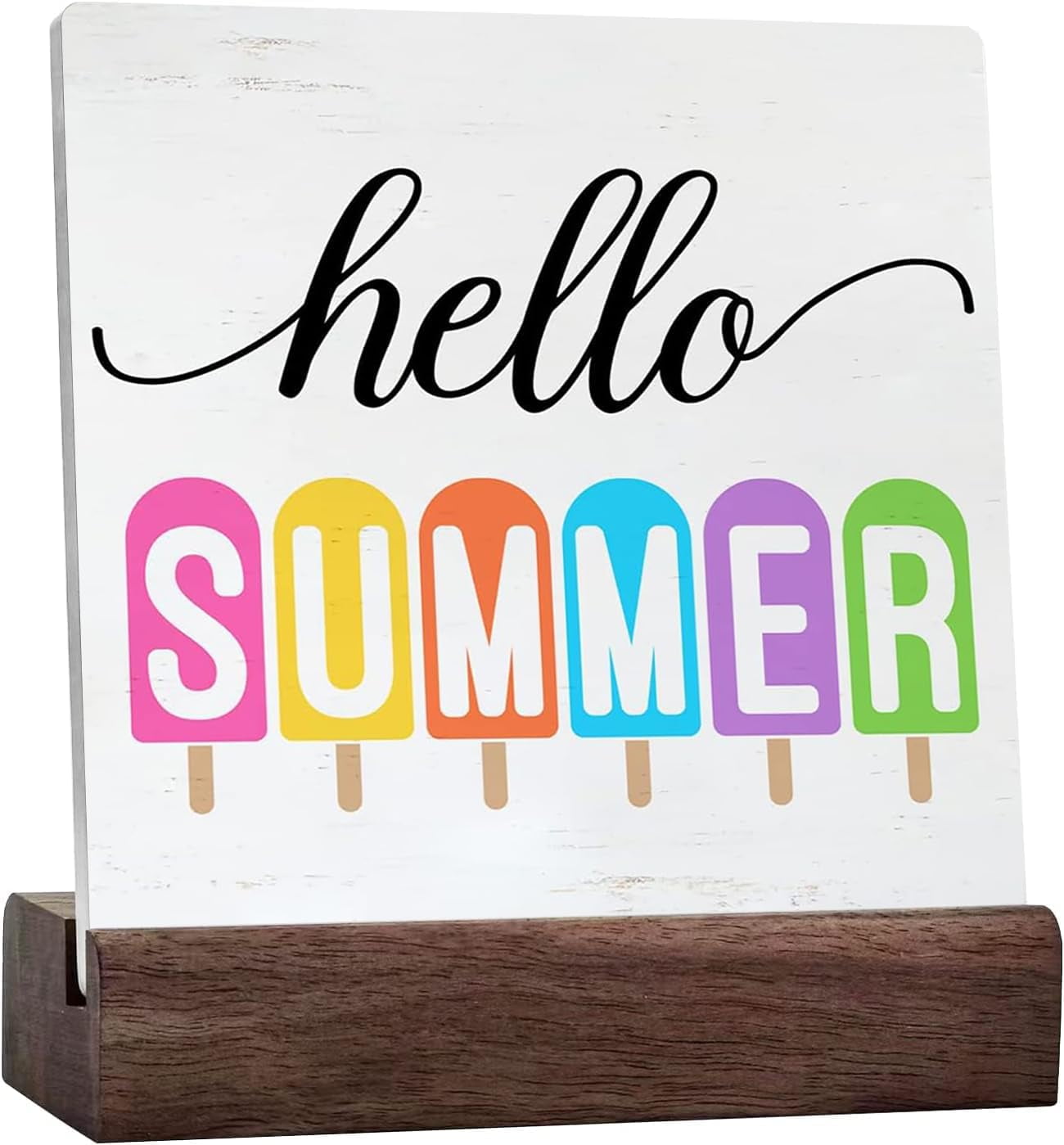Hello Summer Ceramic Table Sign Country Style Summer Popsicle Wood ...