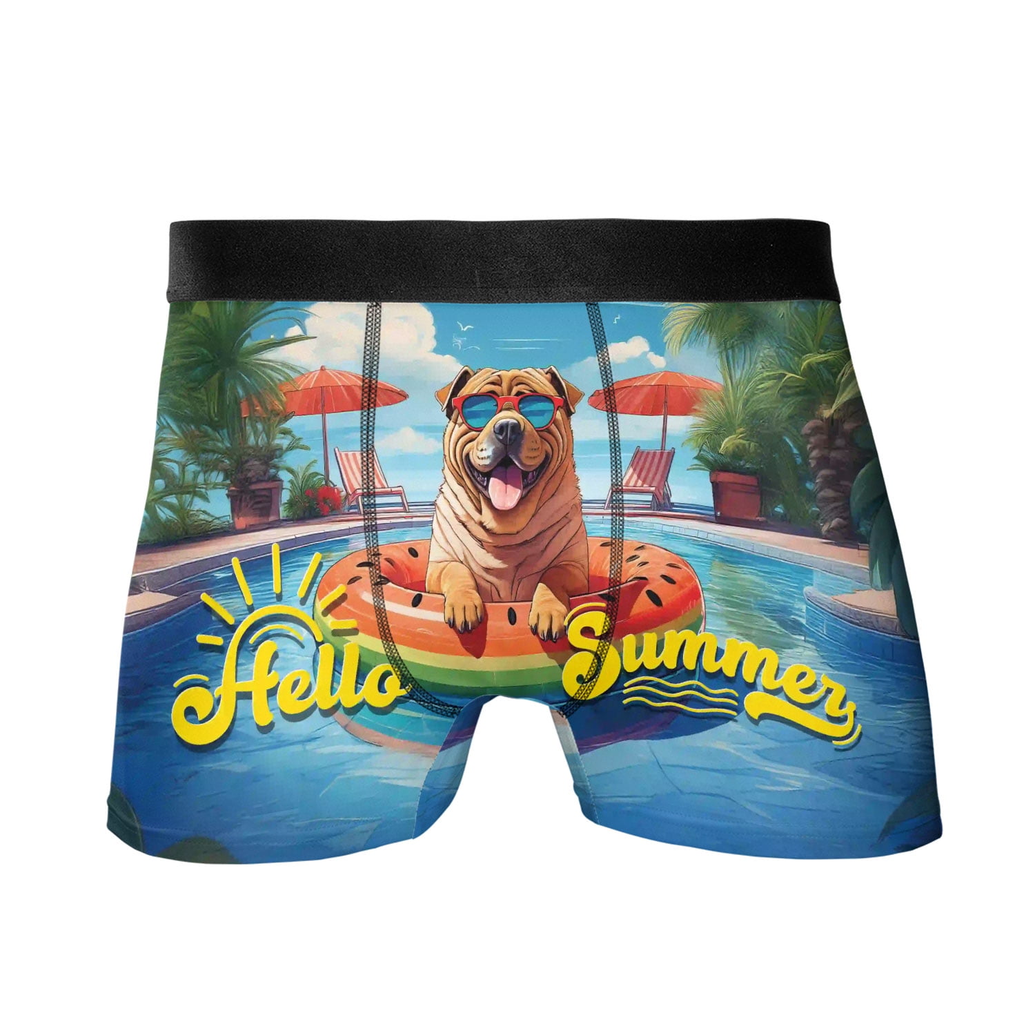 Hello Summer Chinese Shar-Pei Pool Day on Watermelon Float All Over ...