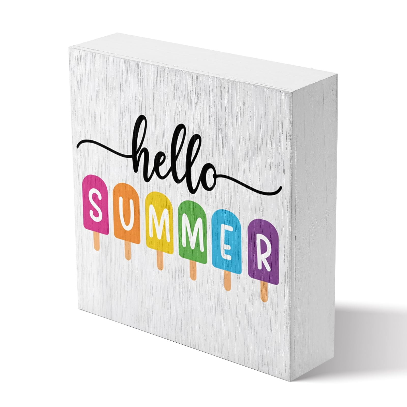 Hello Summer Cute Popsicle Wooden Box Signs,Rustic Farmhouse Beach Desk ...