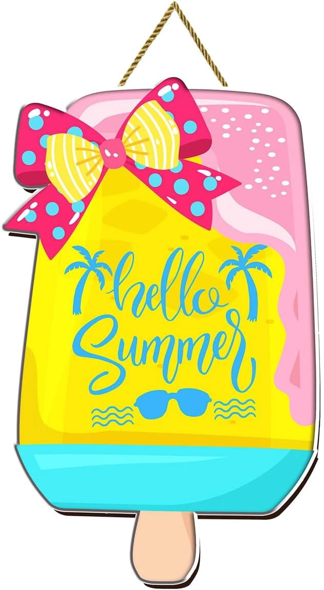 Hello Summer Door Sign Farmhouse Summer Popsicle Door Hanger Welcome ...