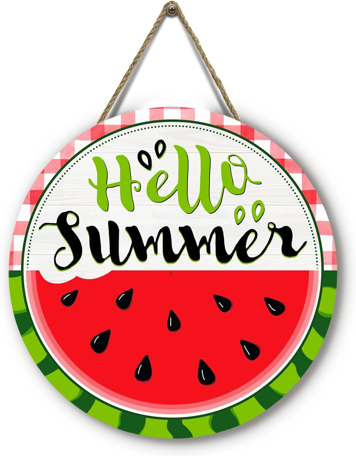 Hello Summer Door Sign Watermelon Welcome Sign For Front Door Red