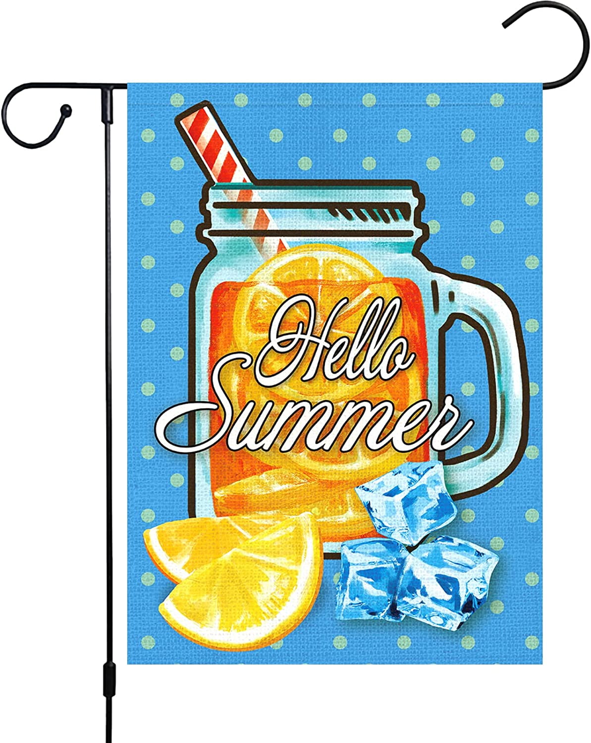 Hello Summer Drinks Garden Flag Summer Lemon Drink Cold Garden Flags ...