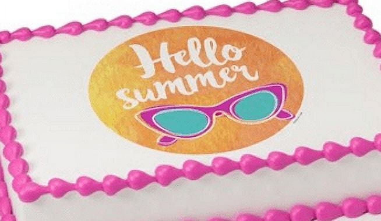 Hello Summer Edible Extra Large 8 x 10 Cake Decoration Topper Image ...