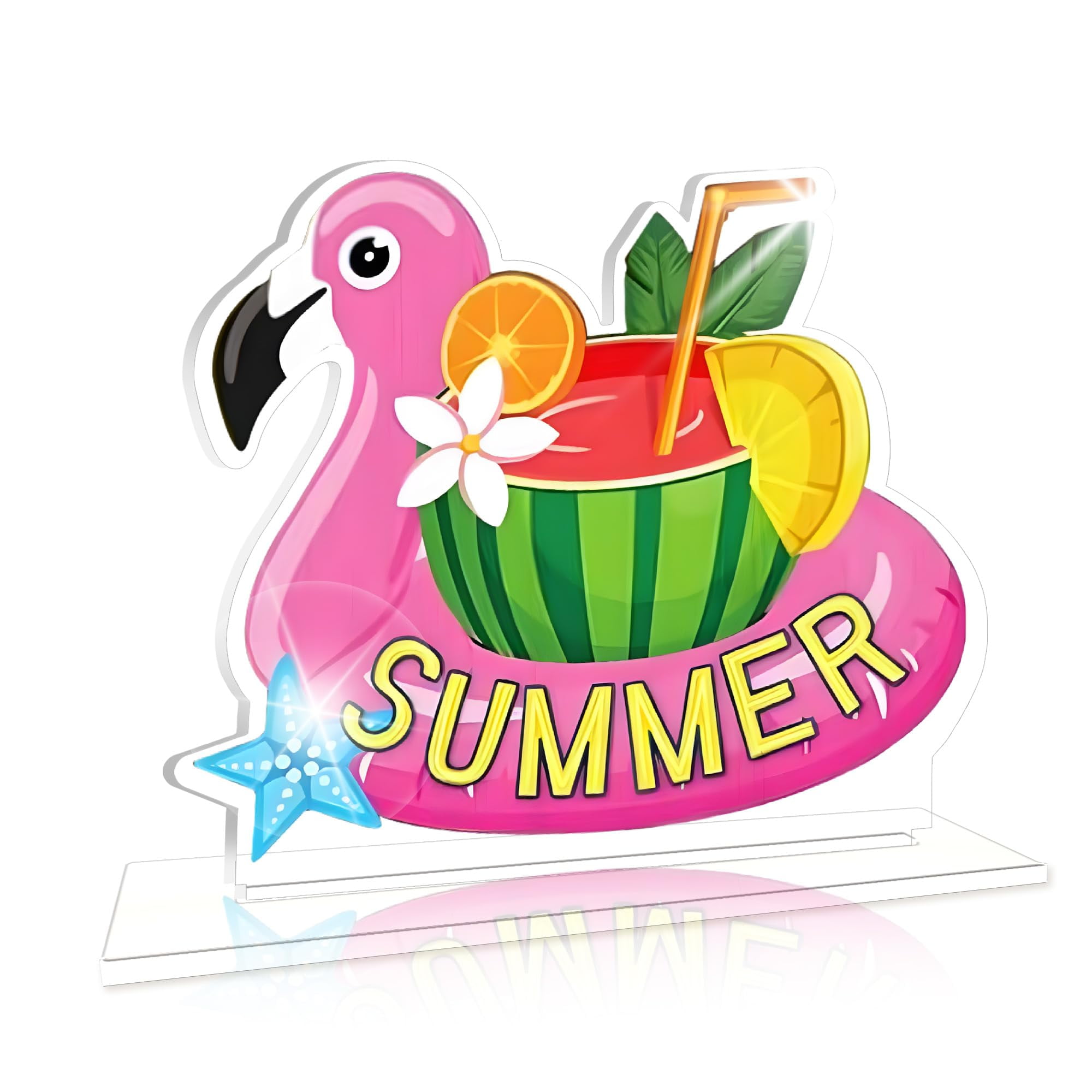 Hello Summer FEV6 Sign - Pink Flamingo & Watermelon Summer Plaque ...