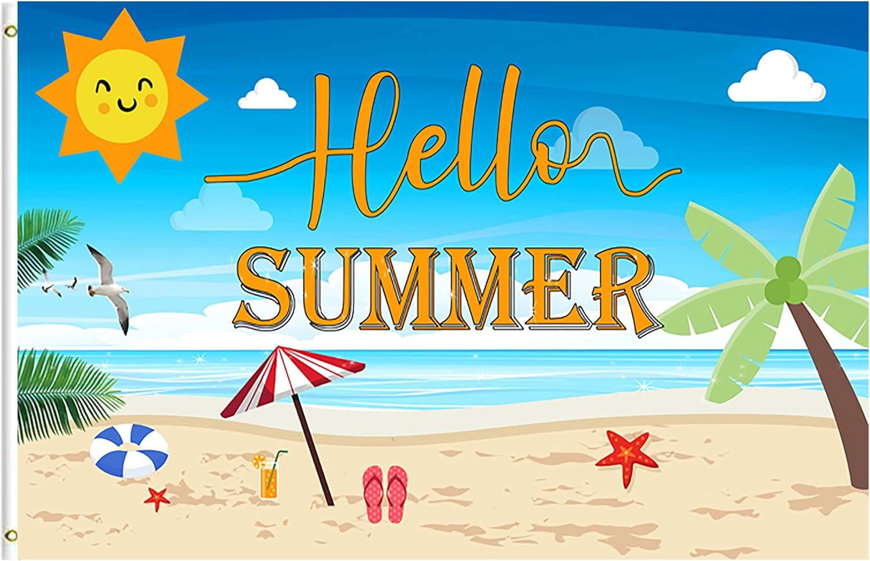 Hello Summer Flag Hello Sunshine Beach Decorations Banner Flag Holiday ...