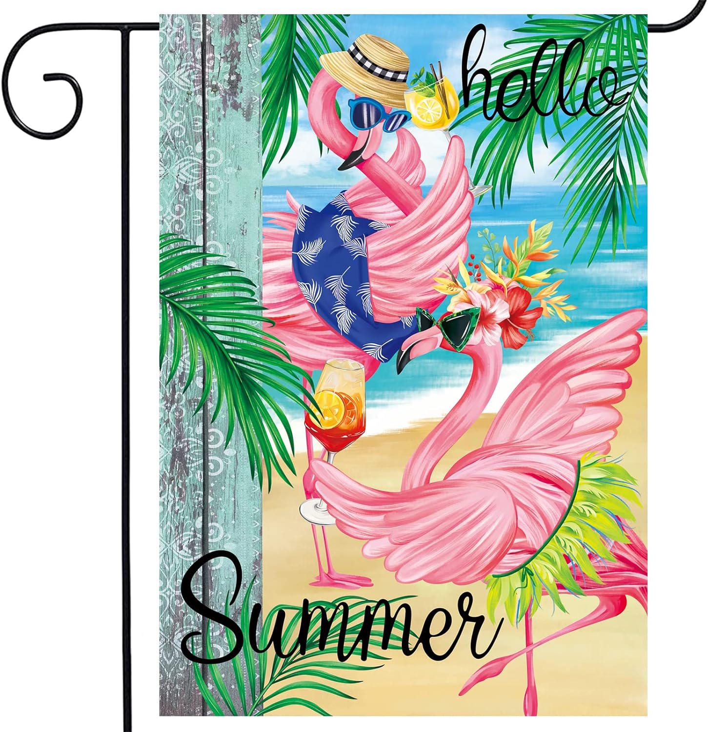 Hello Summer Flamingo Garden Flag Double Sided Vertical Summer Beach ...