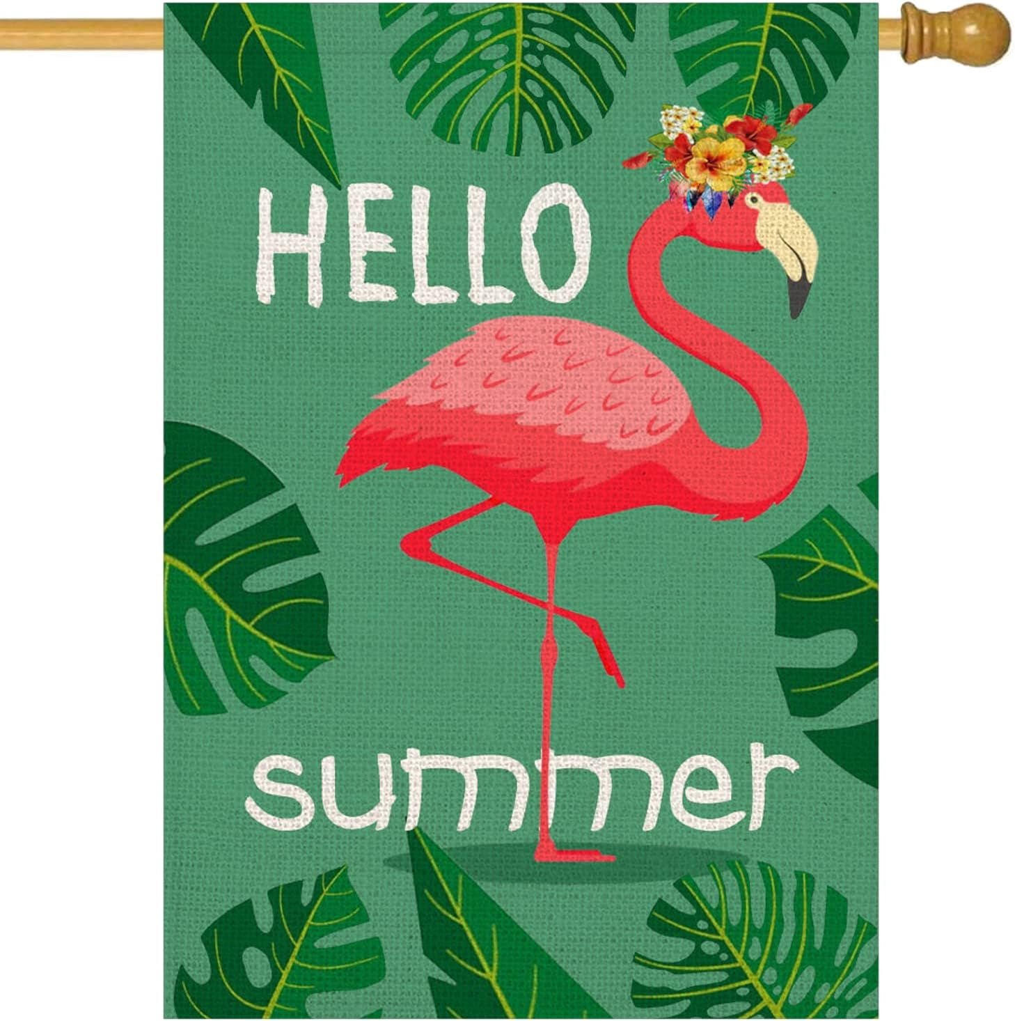 Hello Summer Flamingo House Flag Vertical Double Sided 28x40 Inch Red ...