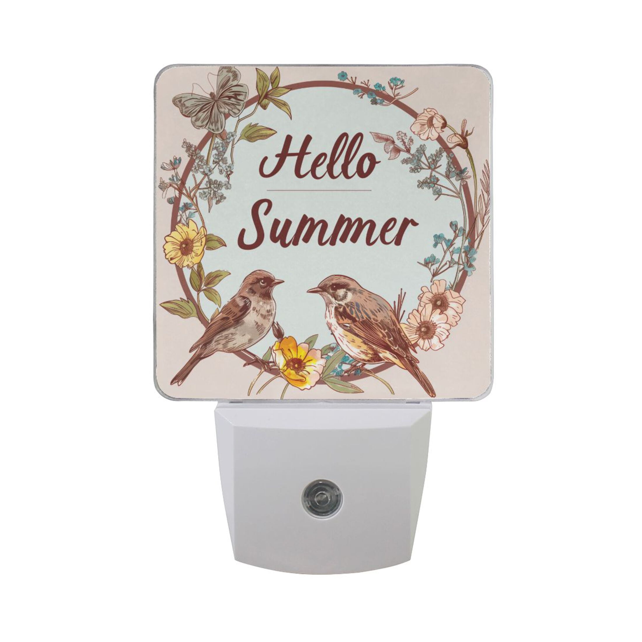 Hello Summer Flower Bird Butterfly Night Light 2 Pack LED Nightlight ...