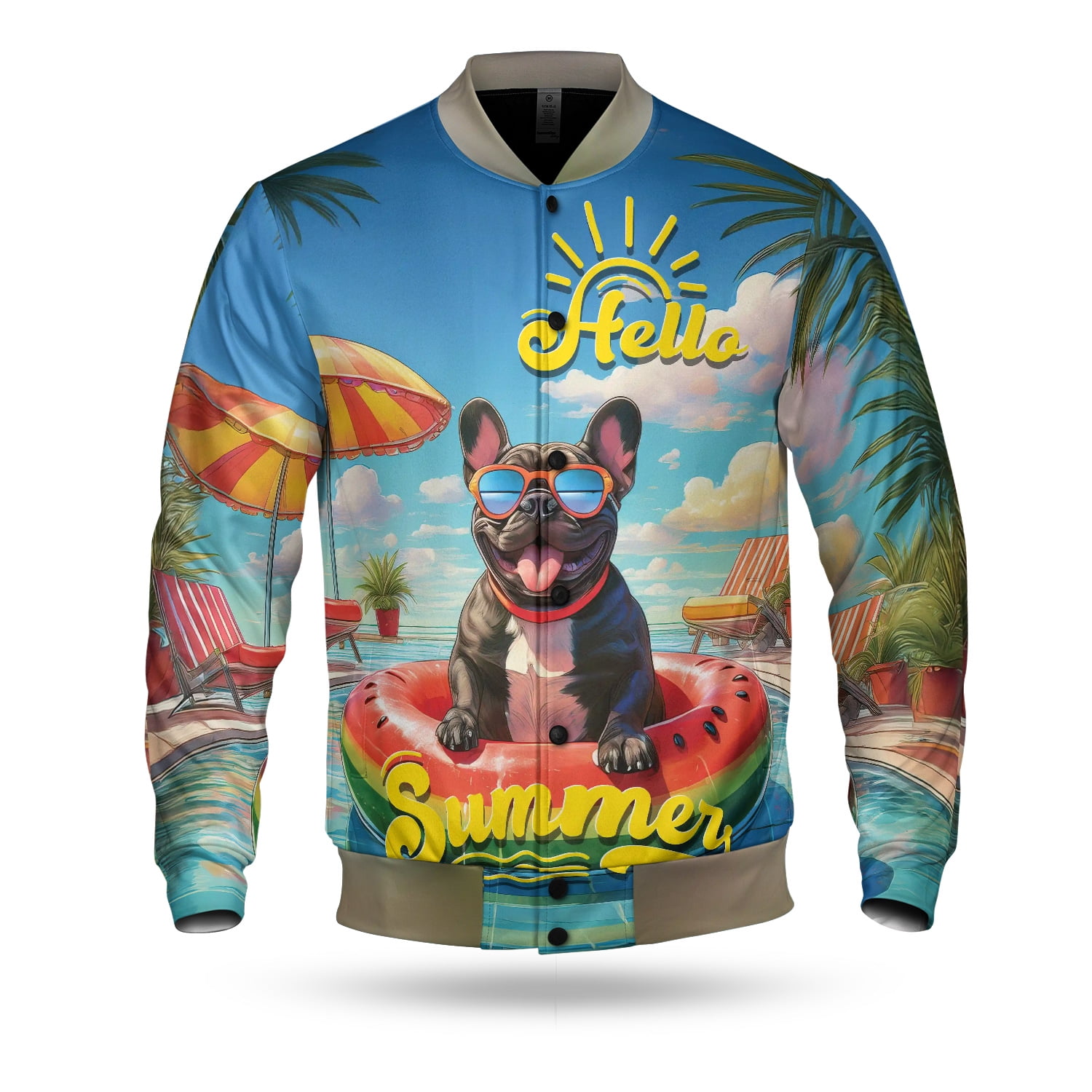 Hello Summer French Bulldog Pool Day on Watermelon Float All Over Print ...