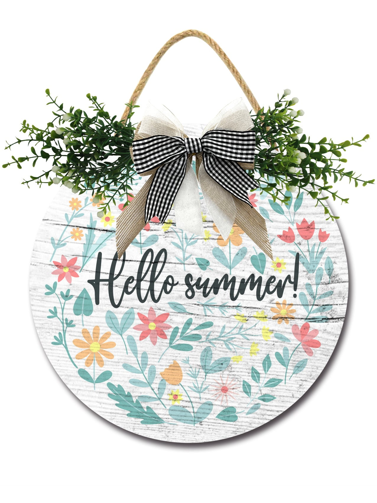 Hello Summer Front Door Sign Funny Wreaths Hanging Wooden Plaque ...