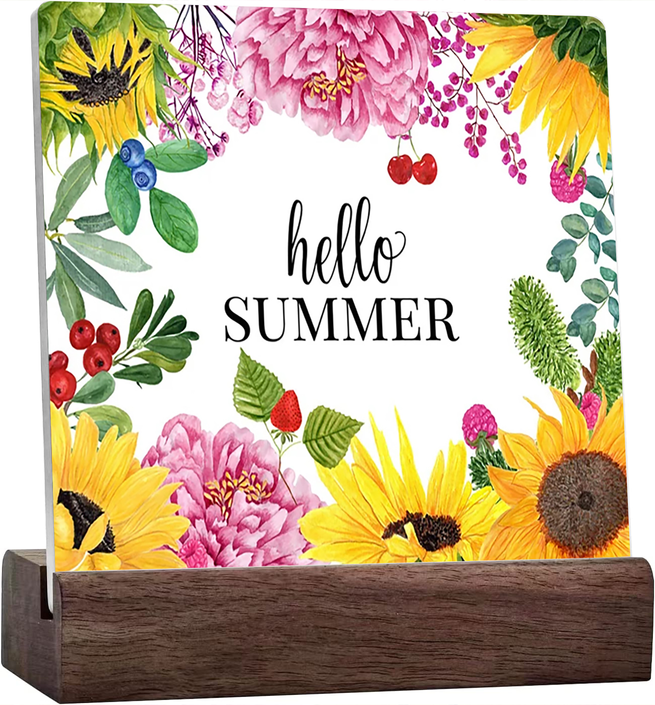 Hello Summer Fruit Ceramic Table Plaque Office Desk Decor Positive ...