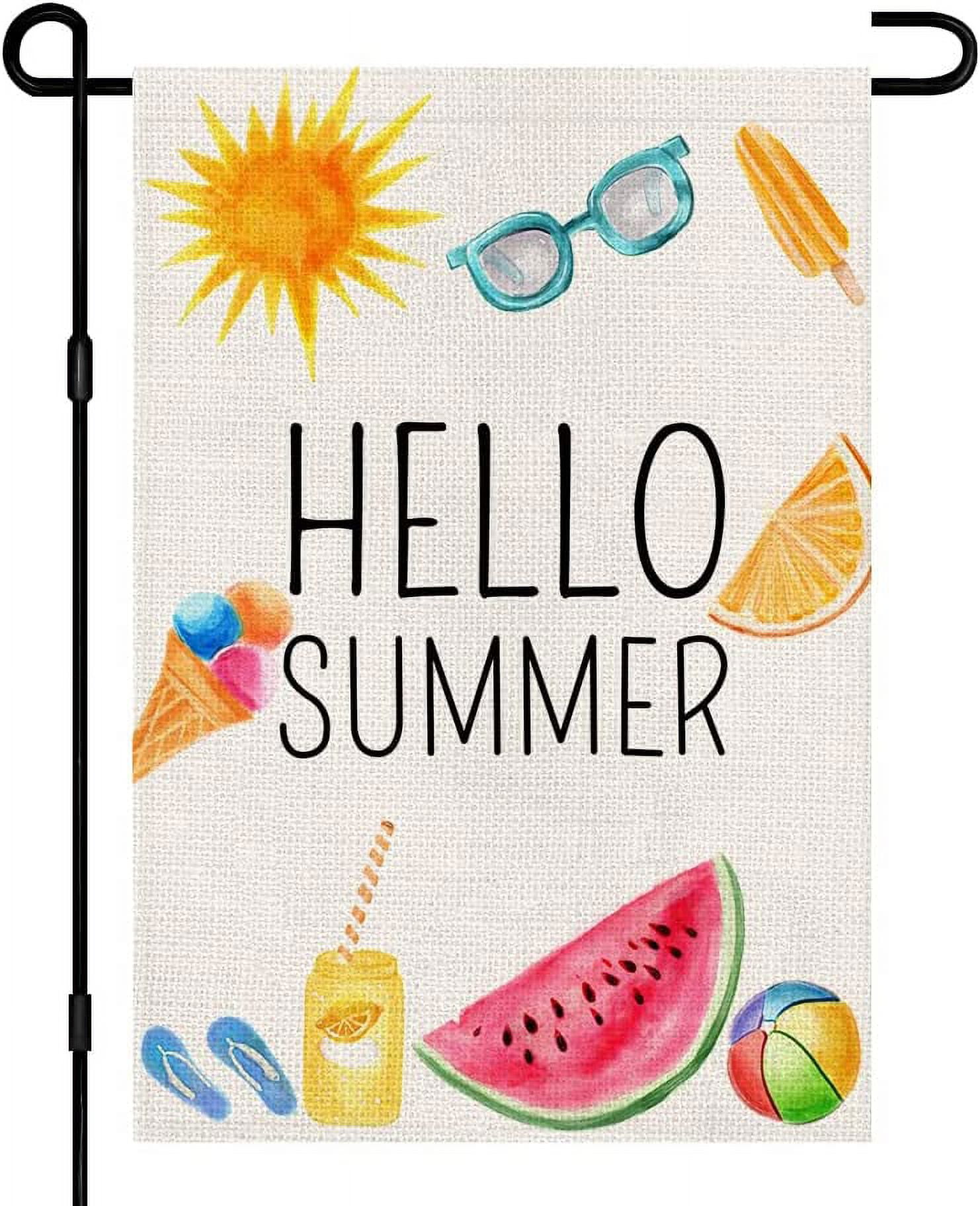 Hello Summer Garden Flag 12x18 Inch Double Sided Burlap, Beach Sign ...